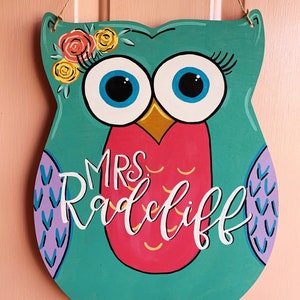 Colorful Owl Door Hanger Classroom Door Sign Teacher Gift - Etsy