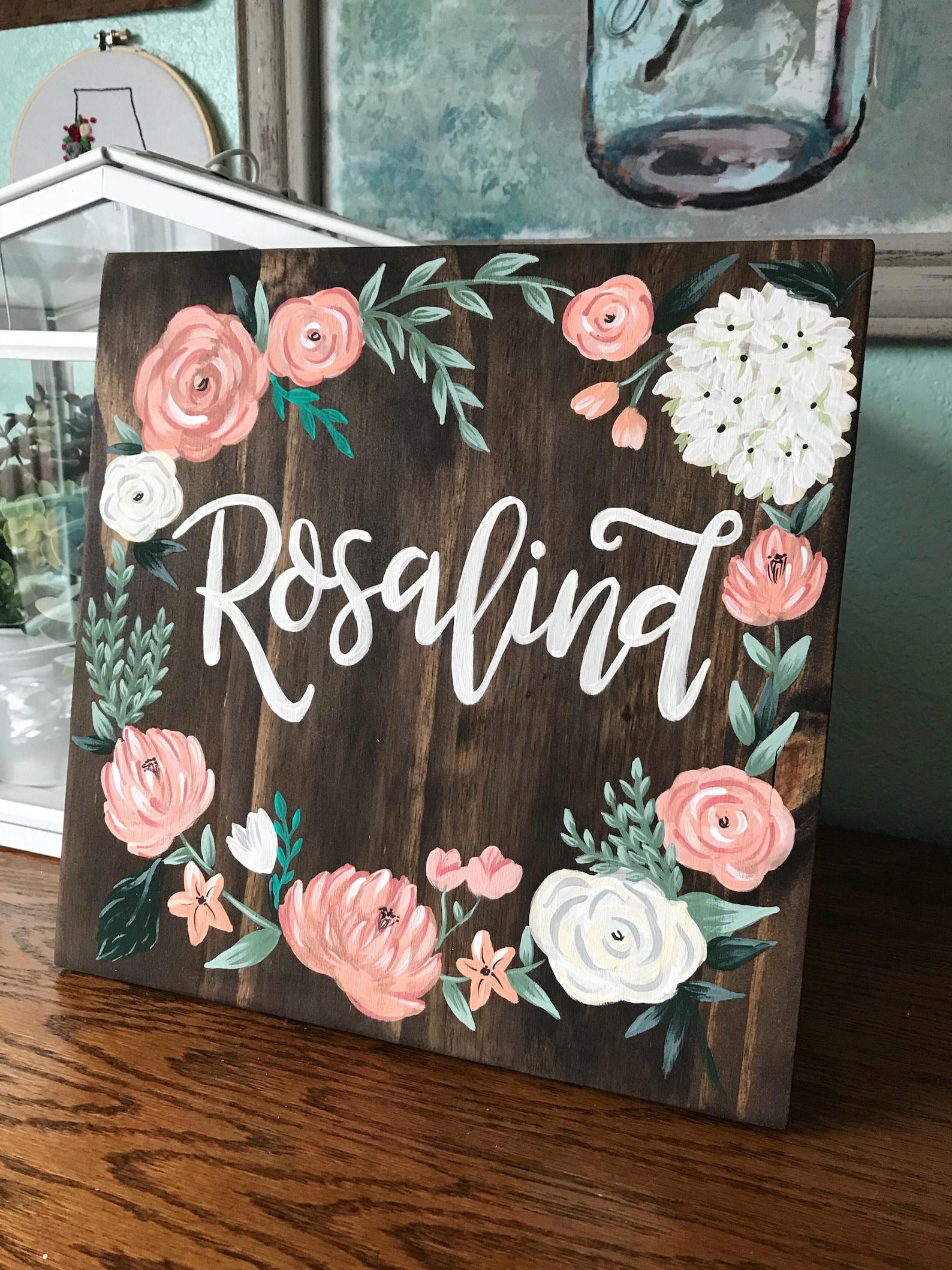 Custom Painted Baby Name Sign, Baby Girl Nursery Decor, Gallery Wall ...