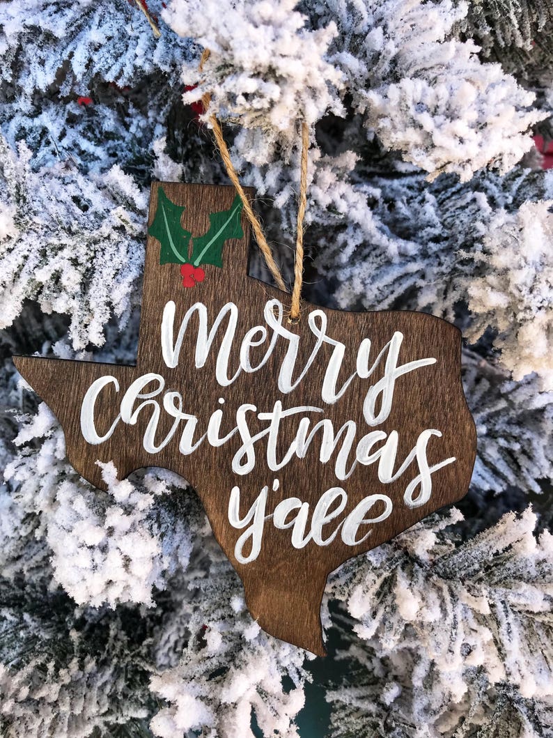 Texas Christmas Ornament Merry Christmas Y'all Home | Etsy