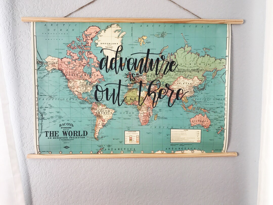 Hand Lettered Map Poster, Map Decor, Custom Map, Nursery Decor, Travel ...