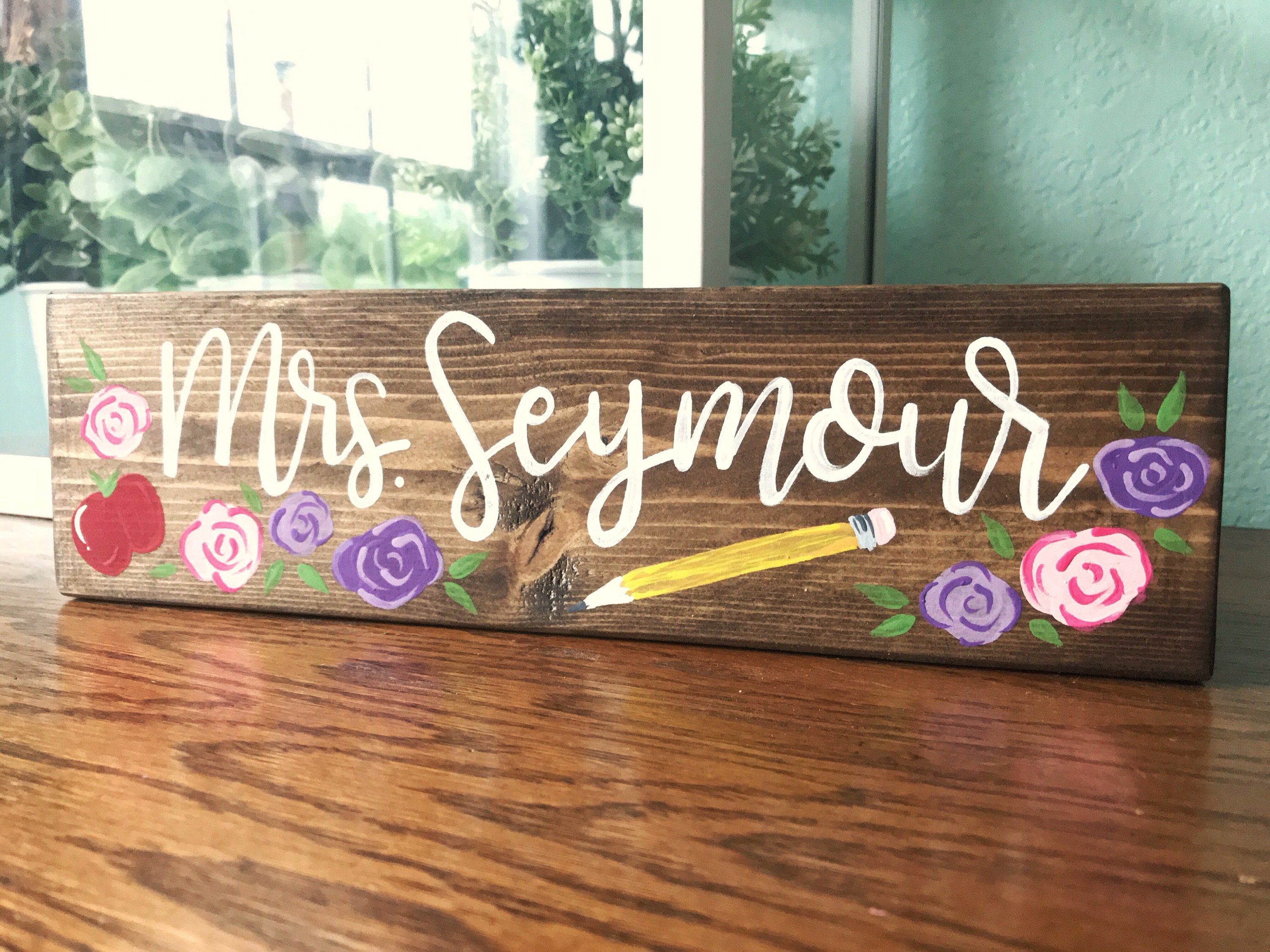 Teacher Name Sign Custom Name Sign Teacher Gift Last Name - Etsy