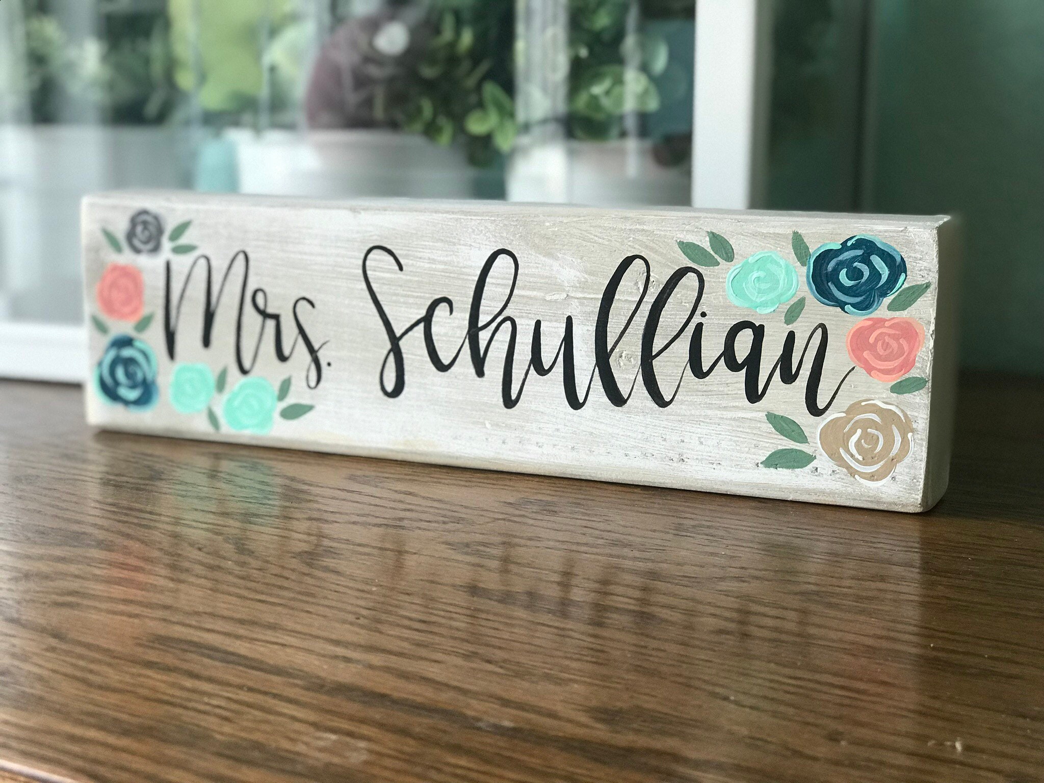 Teacher Name Sign Custom Name Sign Teacher Gift Last Name - Etsy