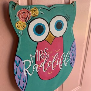 Colorful Owl Door Hanger, Classroom Door Sign, Teacher Gift, Owl ...
