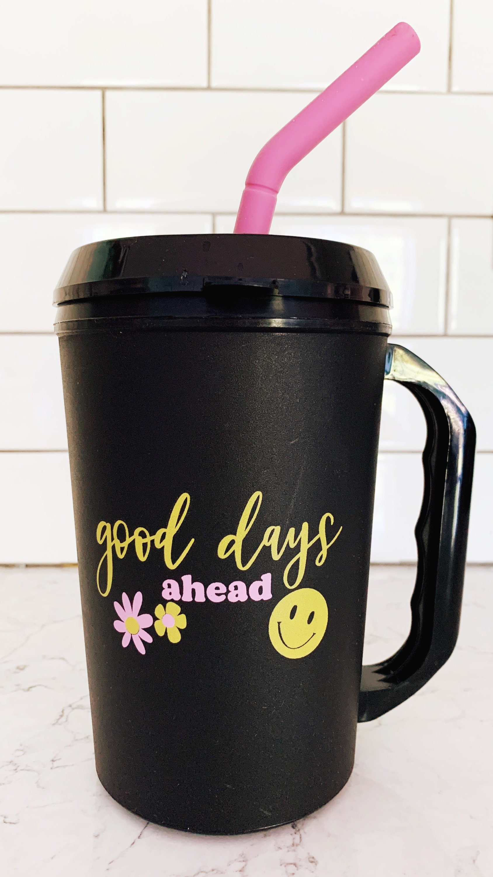 Retro Jumbo Thermos Mug Good days ahead smiley face mug | Etsy