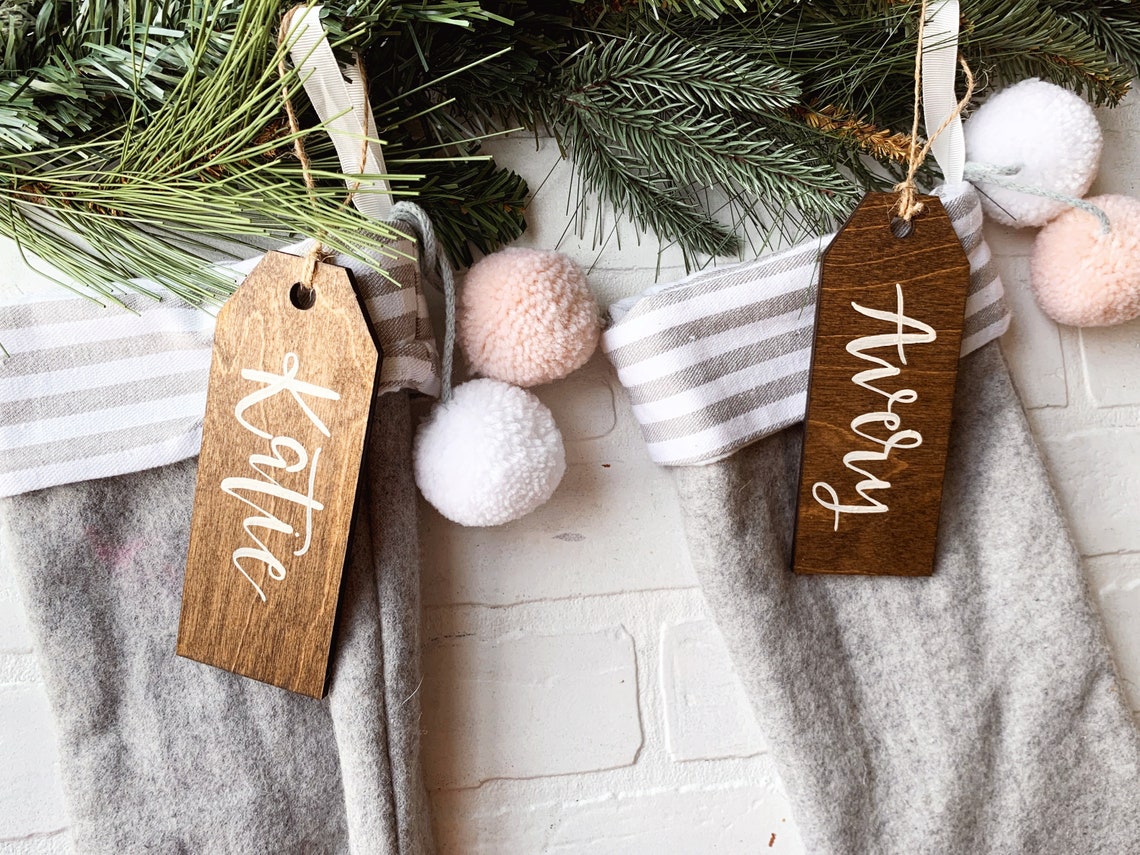 Custom Stocking Tags Hand Lettered Wood Stocking Tags - Etsy