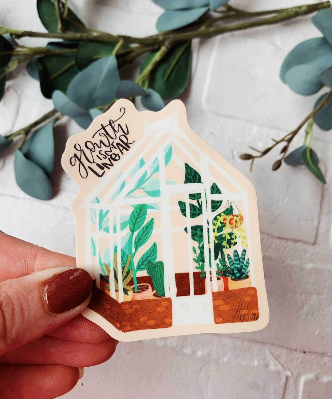 Greenhouse Sticker, Plant Lover Sticker, Growth Isn't Linear, Mental ...