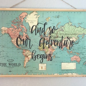 Hand Lettered Map Poster, Map Decor, Custom Map, Nursery Decor, Travel ...