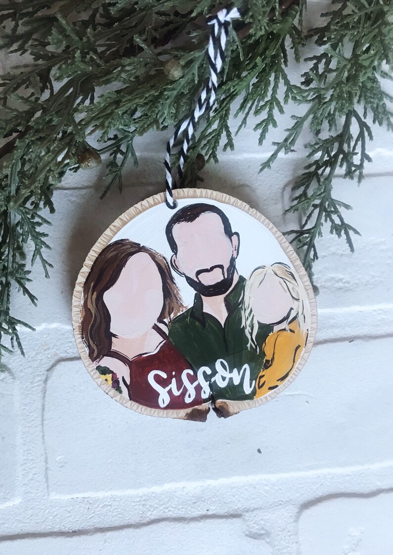 Custom Family Portraits Wood Slice Family Painting Mothers - Etsy