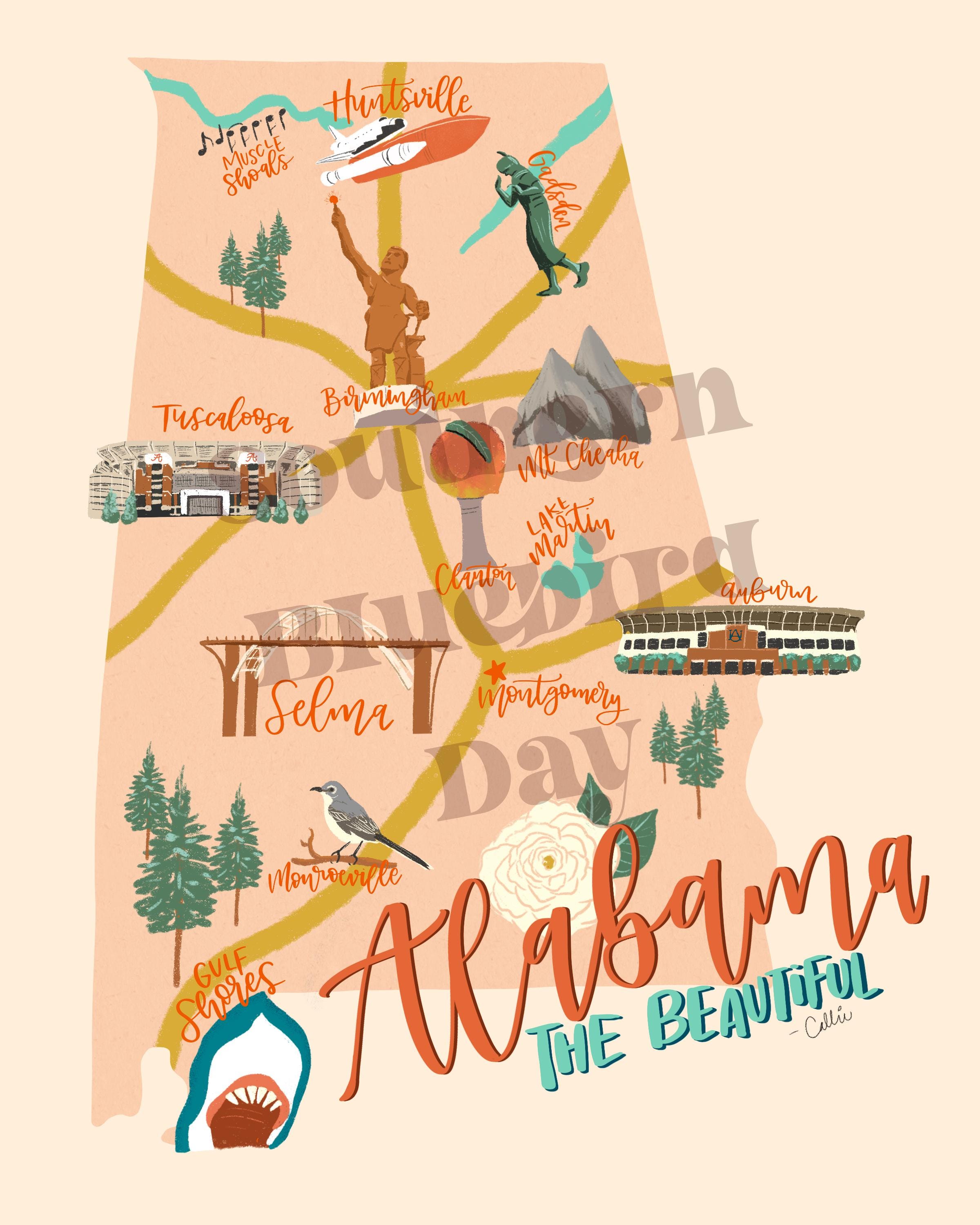 Alabama the Beautiful Digital Art Print-8x10 - Etsy