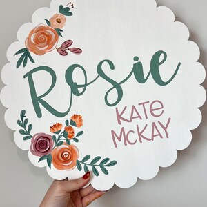 Boho Floral Hospital Door Hanger, Baby Girl Door Hanger, Scallop Edge ...
