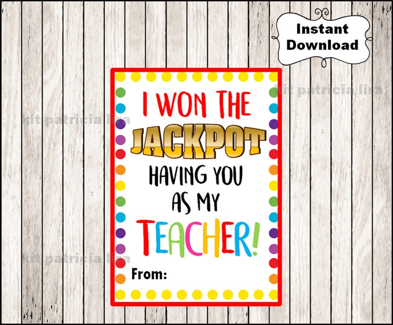 Jackpot Teacher Tag Jackpot Tag Lottery Tags Jackpot - Etsy