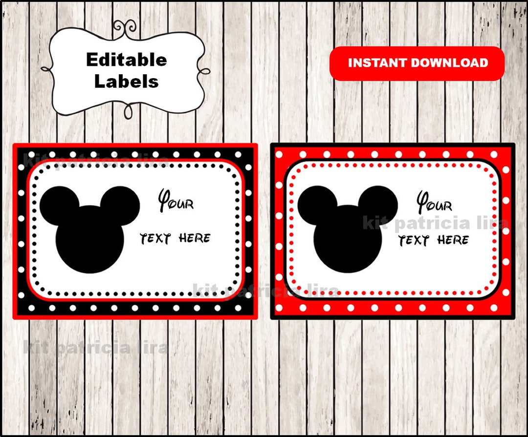 Mickey Mouse School Label Name Label Name Tag Sticker - Etsy