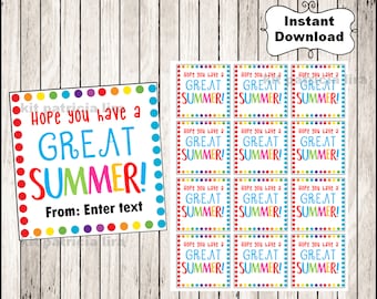 Instant Download Editable End of School Year Tags Classmate - Etsy