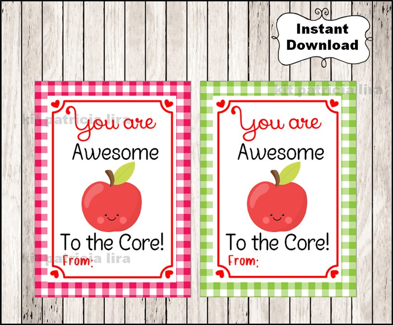 Apple Teacher Appreciation Gift Tags Awesome to the Core Teacher Gift ...
