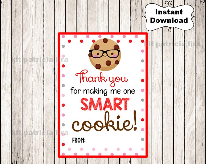 PRINTABLE You Are Such a SMART COOKIE Tag Instant Download Chocolate ...
