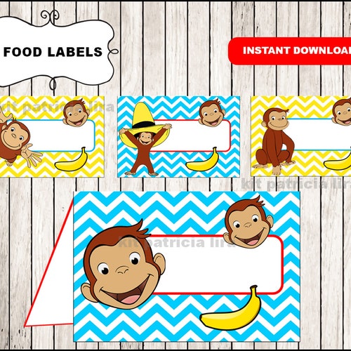 Curious George Cupcake Toppers Curious George Cake Topper - Etsy