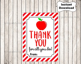 Teacher Appreciation Gift Tag, Apple Gift Tag, Apple Teacher ...
