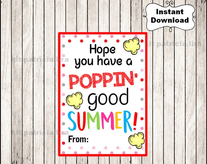 Editable End of Year Gift Tag , Poppin Summer Tag , End of Year Gift ...