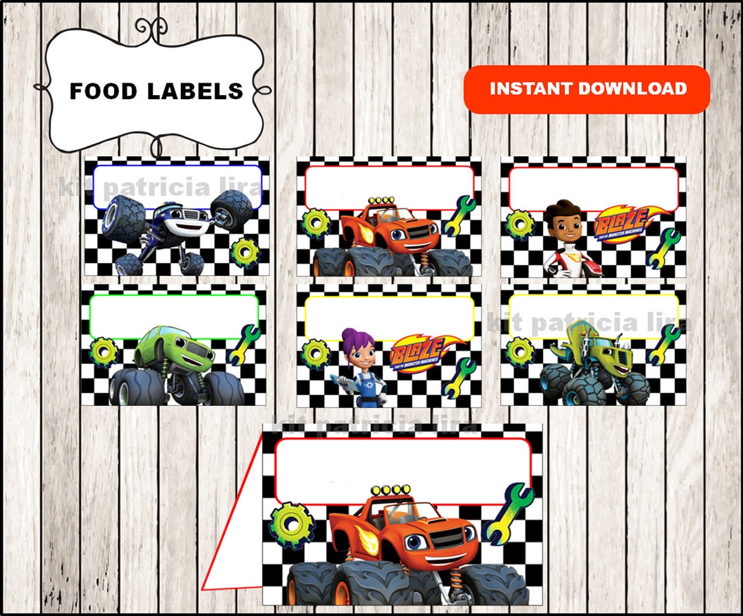 Blaze and the Monster Machines food labels instant download - Etsy México