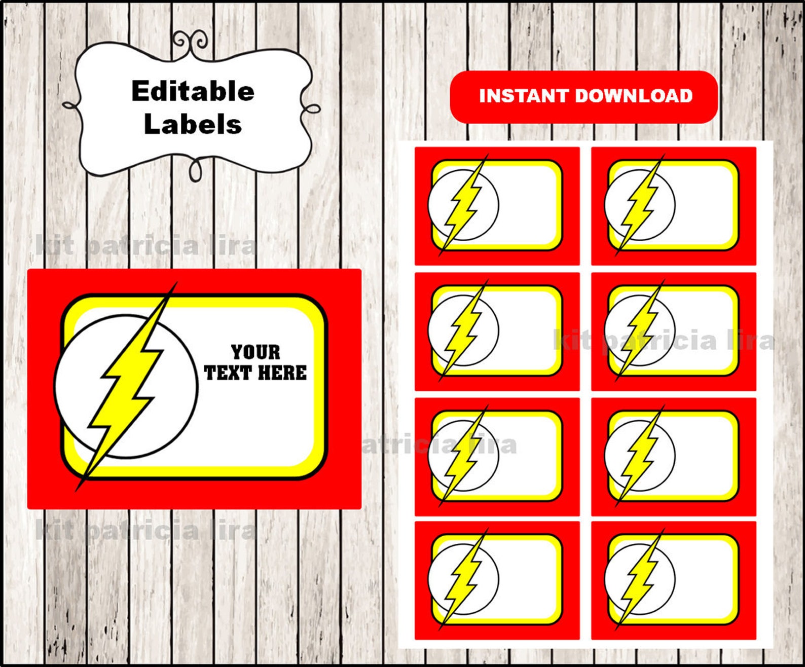 The flash logo School label name label name tag sticker | Etsy