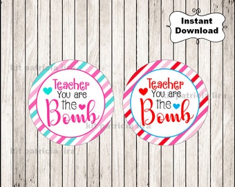 Printable Teacher Appreciation Week Bath Bomb Gift Tag INSTANT DOWNLOAD ...