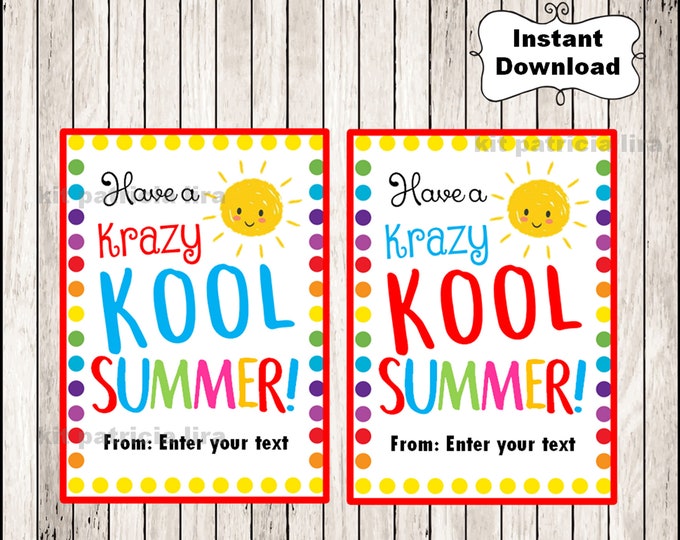 Editable End of Year Gift Tag , Kool/cool Summer Tag , End of Year Gift ...