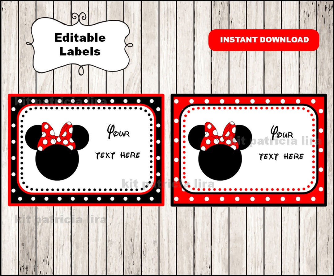 Minnie Mouse Printable Cards Tags Book Labels Stickers - Etsy