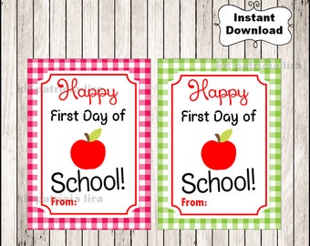 Back to School Teacher Gift Tags Printable Happy First Day of School ...