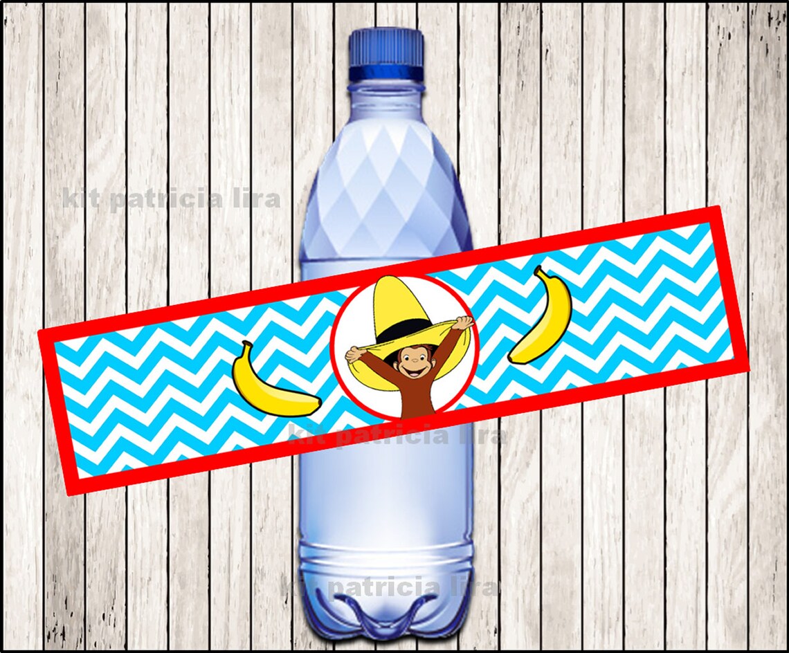 Curious George Party Water Labels Instant Download Curious | Etsy