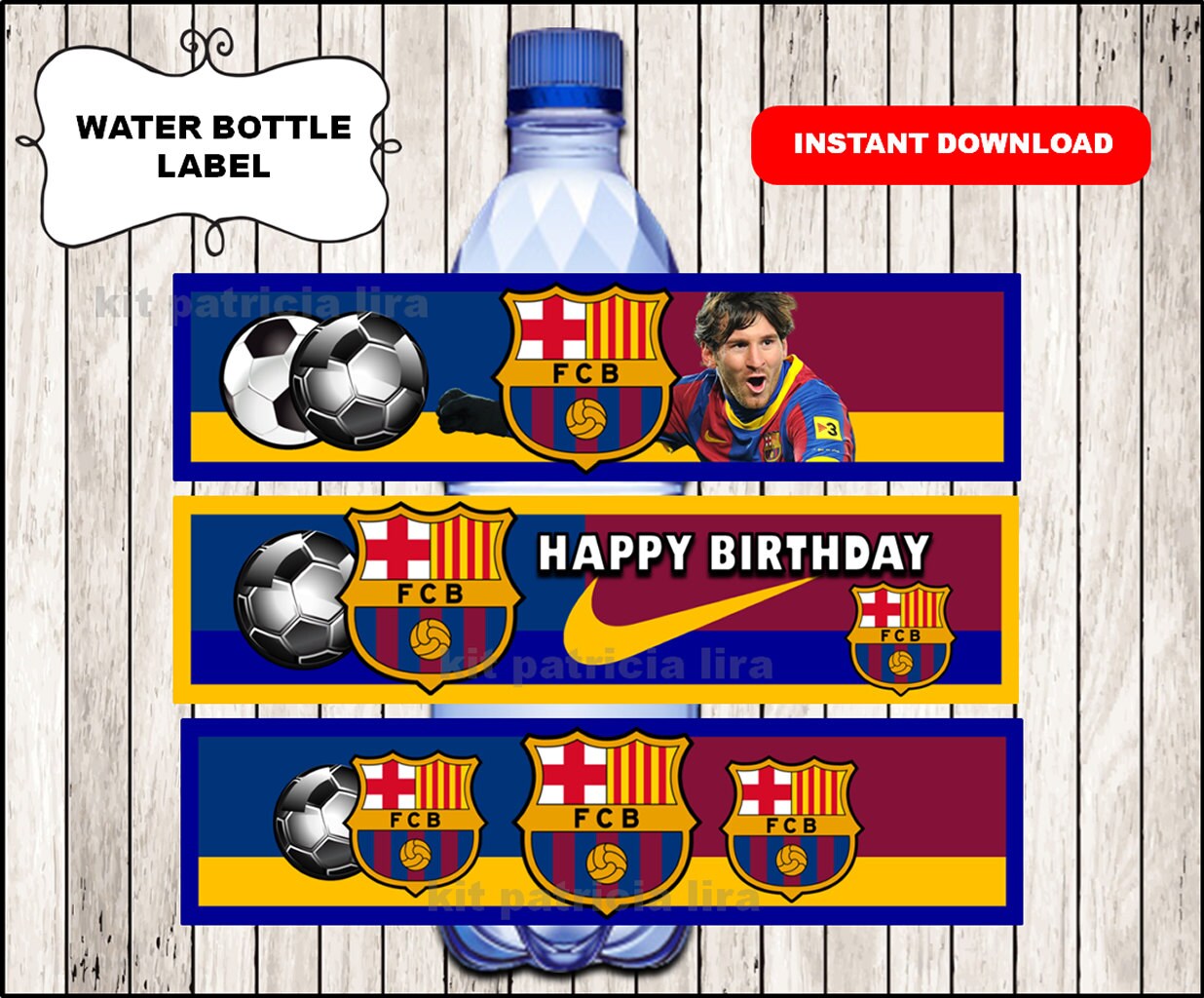 FC Barcelona water labels instant download FC Barcelona | Etsy