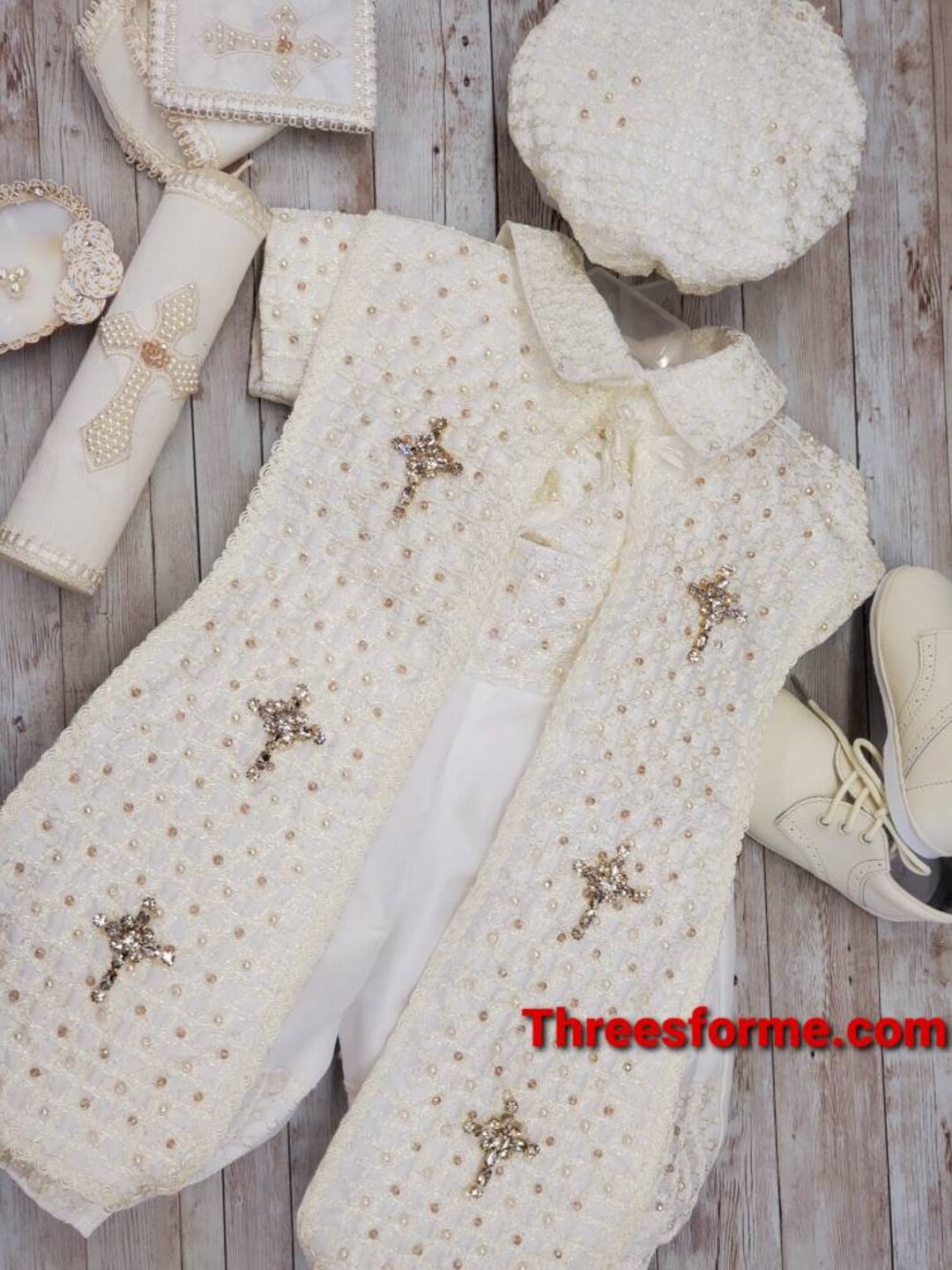 Boy Heirloom Baptism Outfit Christening Boy Romper Ivory Romper Baptism ...