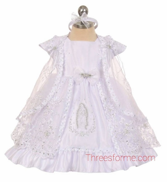 Baptism Virgin Mary dress: white Chrsitening dress | Etsy