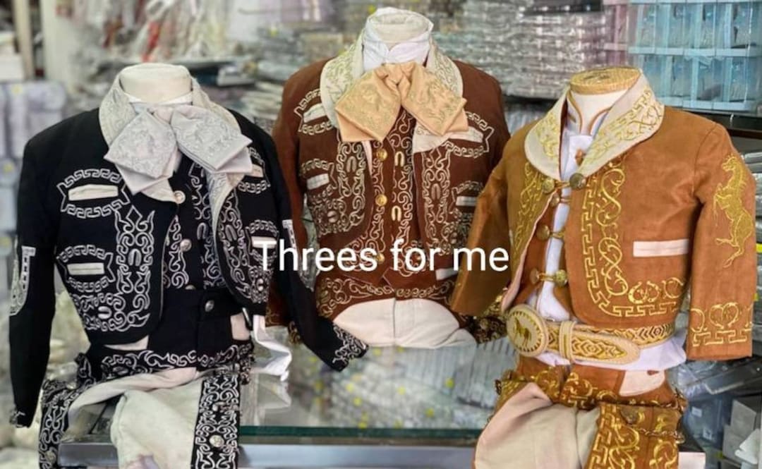 Boy Birthday Charro Tan Suede W/gold Black W/gray Boy Charro Outfit ...