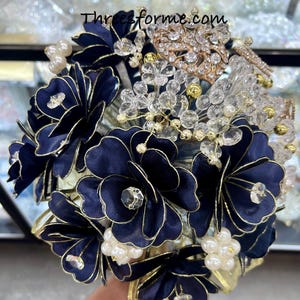Navy Blue With Gold Ramos-quinceañera Ramo En Color Na Blue- Sweet 15 ...