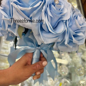 Baby Blue With Silver Quinceañera Ramo En Color Azul Cielo Sweet 15 ...