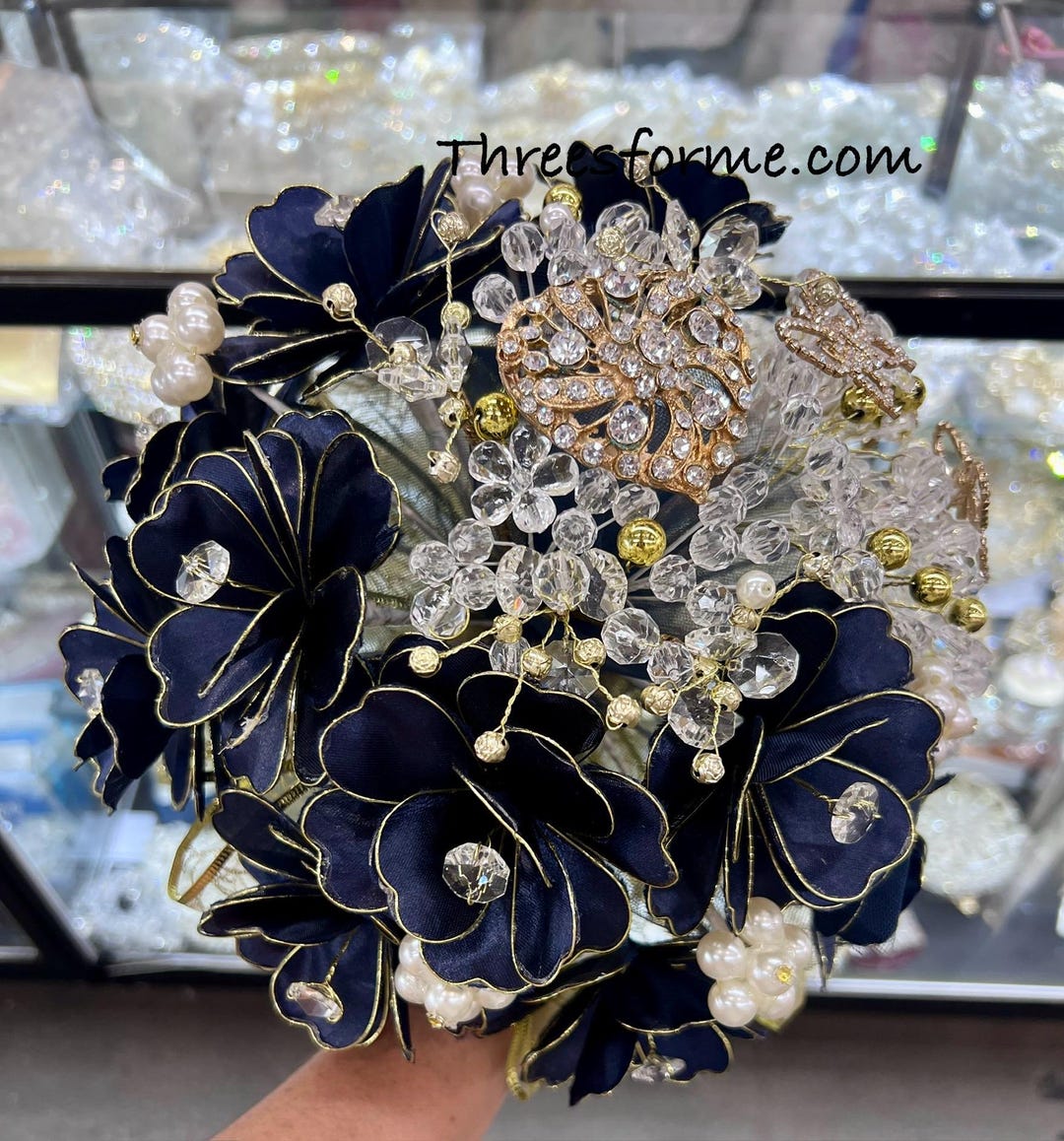 Navy Blue With Gold Ramos-quinceañera Ramo En Color Na Blue- Sweet 15 ...