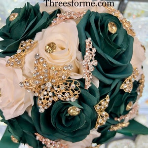 Emerald Green With Gold Ramo/ Sweet 16 Ramos Emerald Green Quinceañera ...