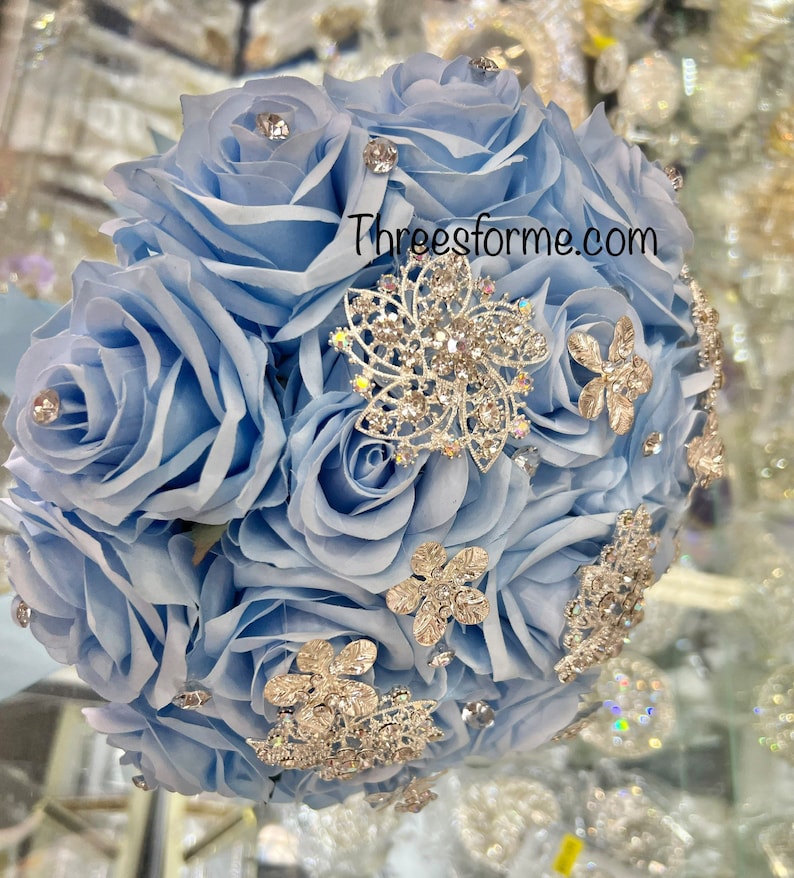 Baby Blue With Silver Quinceañera Ramo En Color Azul Cielo - Etsy