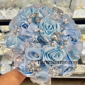 Quinceañera Ramo En Color Baby Blue/ Sky Blue /light Blue Sweet 15 ...