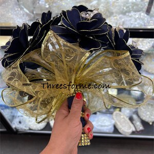 Navy Blue With Gold Ramos-quinceañera Ramo En Color Na Blue- Sweet 15 ...
