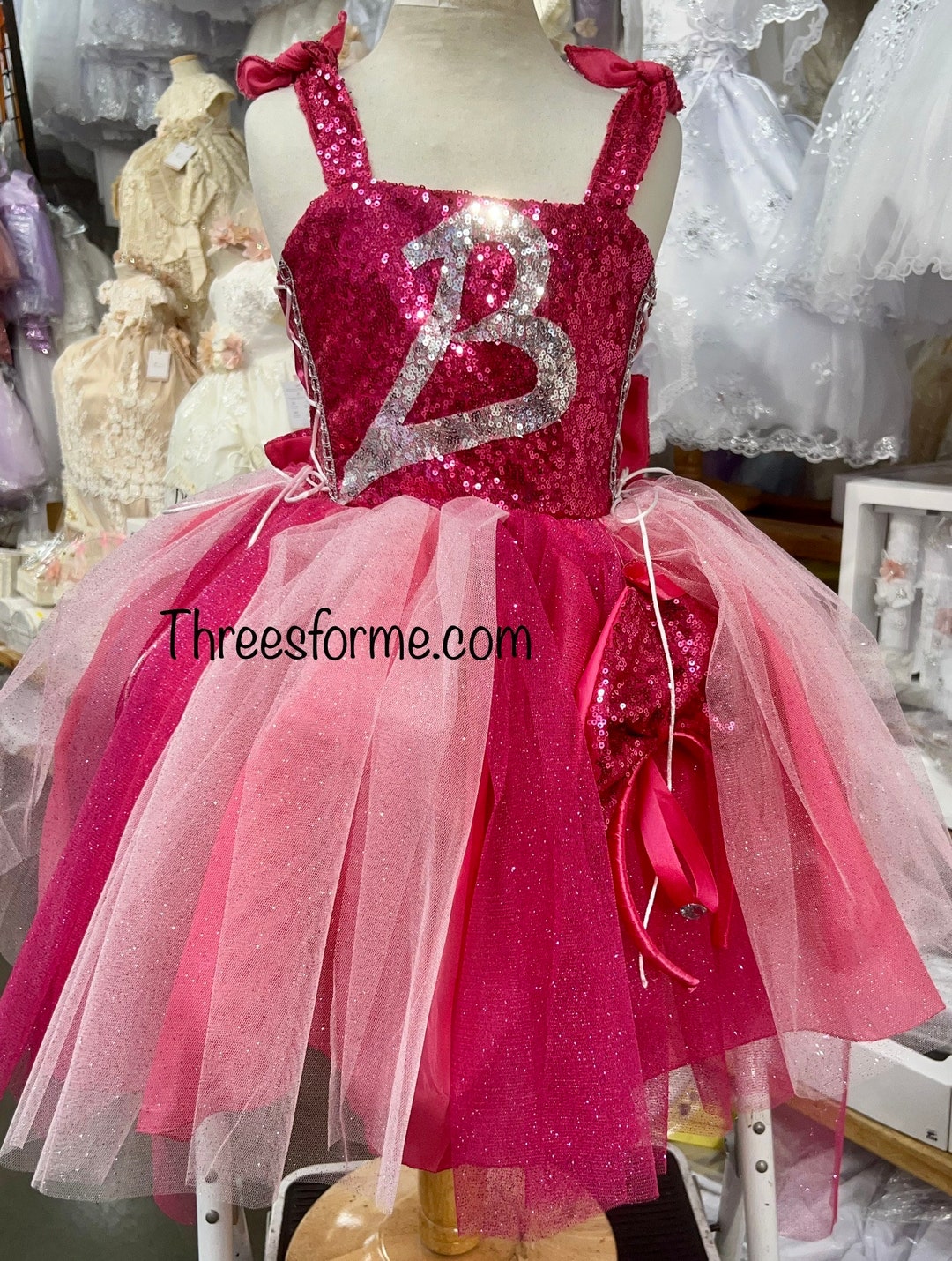 Girl Pink Tutu Dress Hot Pink Dolly Dress Barbi Girl Pilink - Etsy