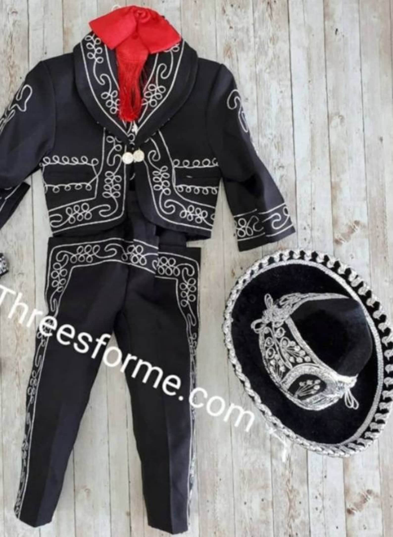 6 piece Black Charro Outfit Mariachi black Suit Charro Suit | Etsy
