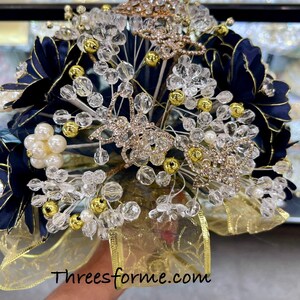 Navy Blue With Gold Ramos-quinceañera Ramo En Color Na Blue- Sweet 15 ...