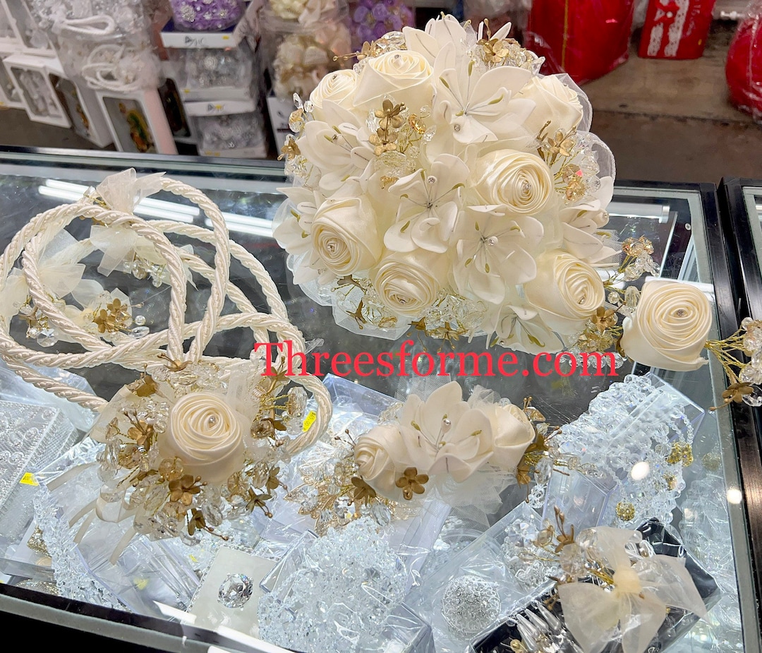 4pcs Wedding Ramo - Ramo Con Lazo Juego De Ramo Con Lazo Ramo De Boda ...