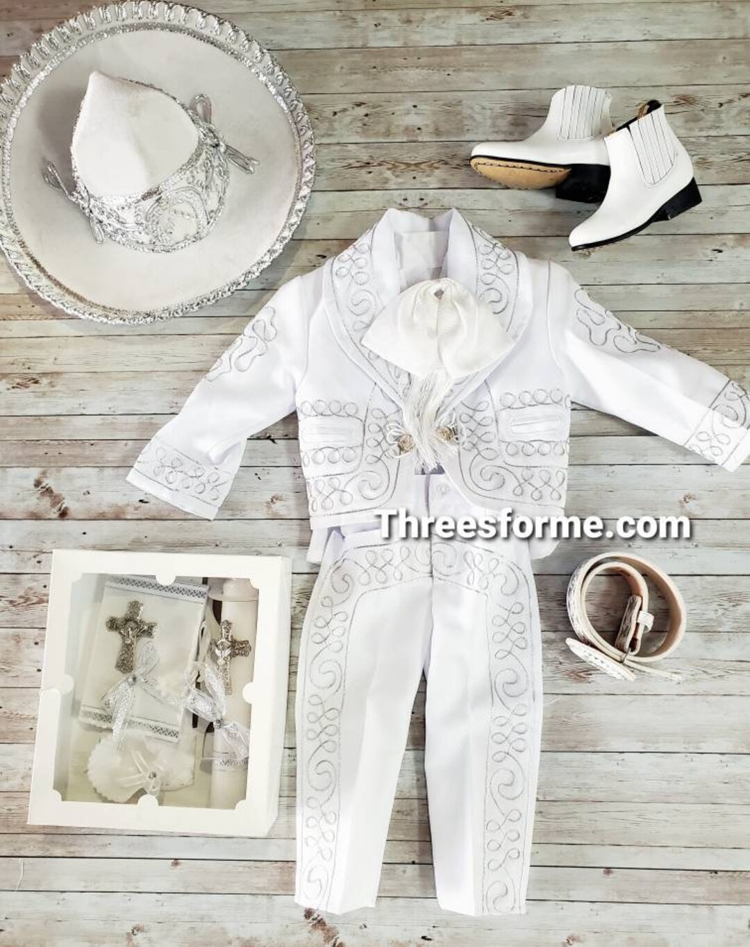 9 Pcs Boy Charro Outfit With Virgin Mary Embroided Suit Traje De Charro ...