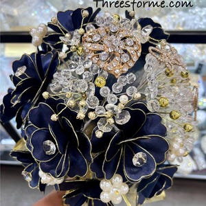 Navy Blue With Gold Ramos-quinceañera Ramo En Color Na Blue- Sweet 15 ...