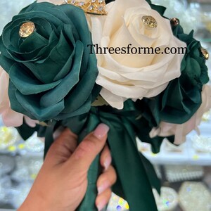 Emerald Green With Gold Ramo/ Sweet 16 Ramos Emerald Green Quinceañera ...