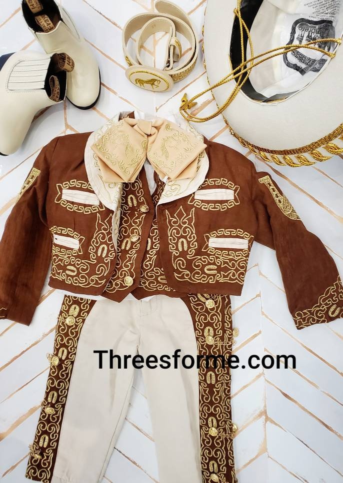 8 Piece Boy Charro Outfit Brown Suade Boy Birthday Charro - Etsy