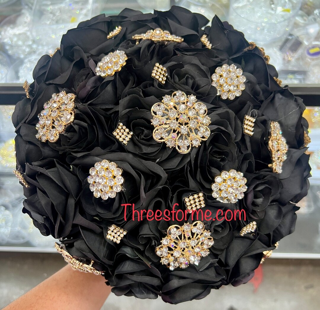 Quinceañera Ramo En Color Negro Con Dorado Sweet 15 Bouquet Ramos Para ...