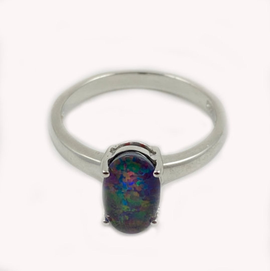 Genuine Natural Triplets Australian Black Opal 925 Sterling Silver Ring - Etsy